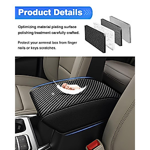 Autorder Center Console Cover for Ford Explorer 2020 2021 2022 2023 2024 Accessories Armrest Cover Carbon Fiber Anti-Scratch Middle Console Pad Leather Armrest Protector