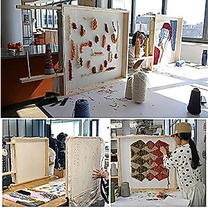 Tufting Wooden Frame for Rug Making Kit Suitable for Electric Carpet Gun Tabletop/Stand Display DIY Crafts Table Stand Frame Tapestry Making Tool, 4PCS Tack Strip