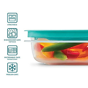 Rubbermaid 38-Piece Food Storage Containers with Snap Bases for Easy Organization and Lids for Lunch, Meal Prep, and Leftovers, Dishwasher Safe, Clear/Blue