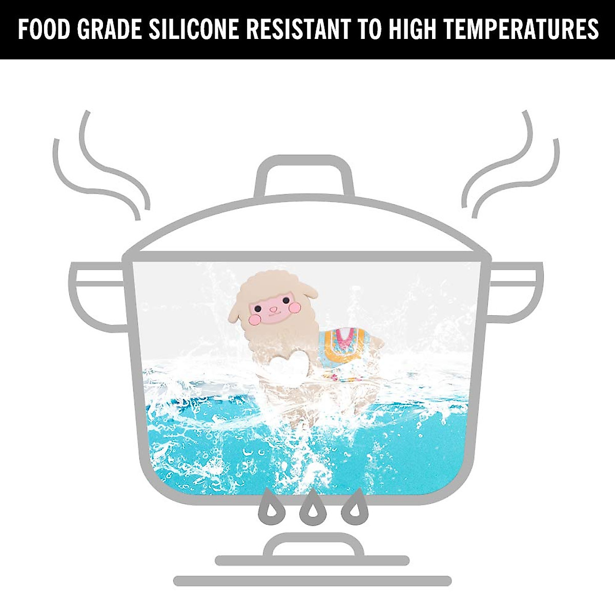 Baby Llama Silicone Teether,Sensory Chew Toys,BPA Free Soft and Effective Infant Teething Pain Relief Toys,Freezer Safe,Food Grade Silicone,Best Shower Gift for Boys and Girls (Yellow)