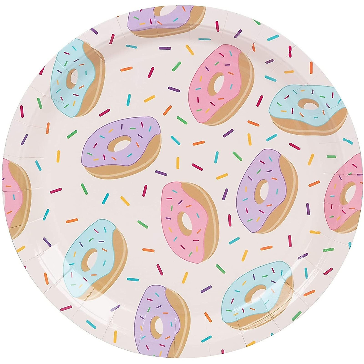 Juvale 144 Piece Donut Grow Up Party Supplies - Serves 24 Sprinkle Paper Plates, Napkins, Cups and Cutlery for Two Sweet Birthday Decorations