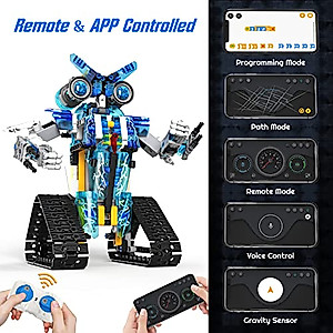 HAKPNEW Remote Control Building Blocks,Programmable Building Robotics Kit with APP Kids Robot Toys for Boys 6-12 Years Old