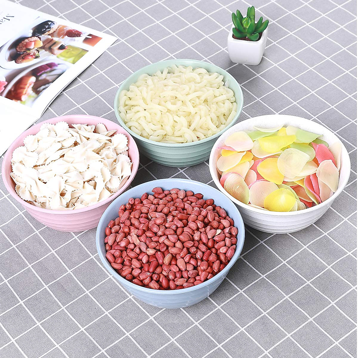 DUOLUV Unbreakable Cereal Bowls - Wheat Straw Fiber Lightweight Bowl Sets 4 - Dishwasher & Microwave Safe - for,Rice,Soup Bowls (30 OZ)