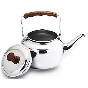 Chandler 3.12 Liter Tea Pot, Vintage Tea Kettle - 4mm Stainless Steel Pot - Hard to Dent | Ergonomic Handle with a Cool Grip | Portable Tea Kettle For Camping (Silver Colour, 3.12 L)