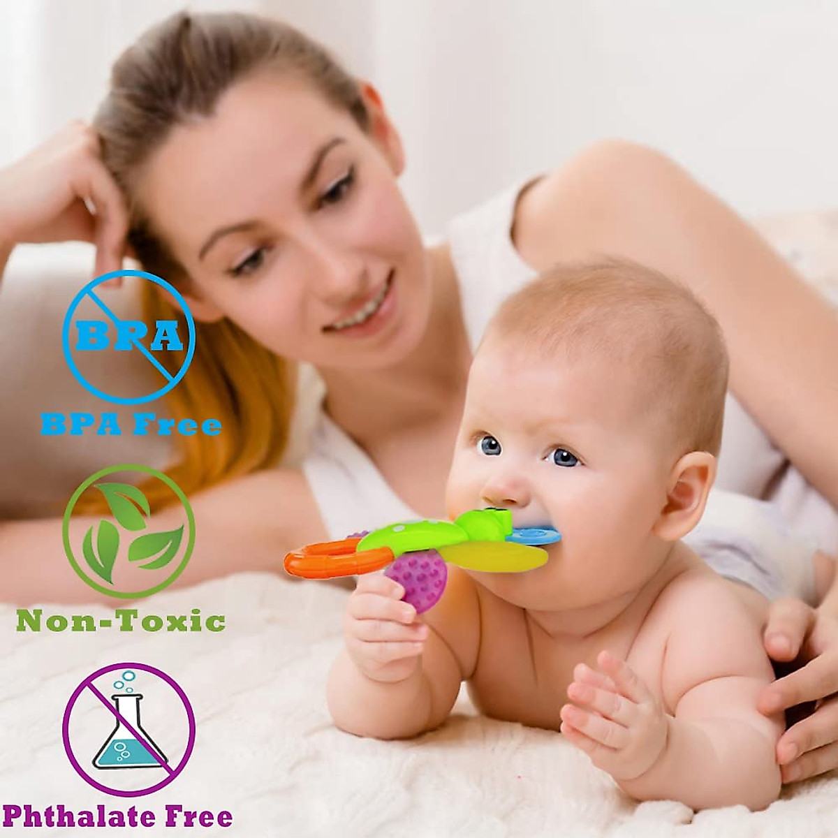 9pcs Baby First Rattle Teether Toy Gift Set with Storage Box for Infant Newborn Baby Boy 0 3 6 9 12 18Month Blue