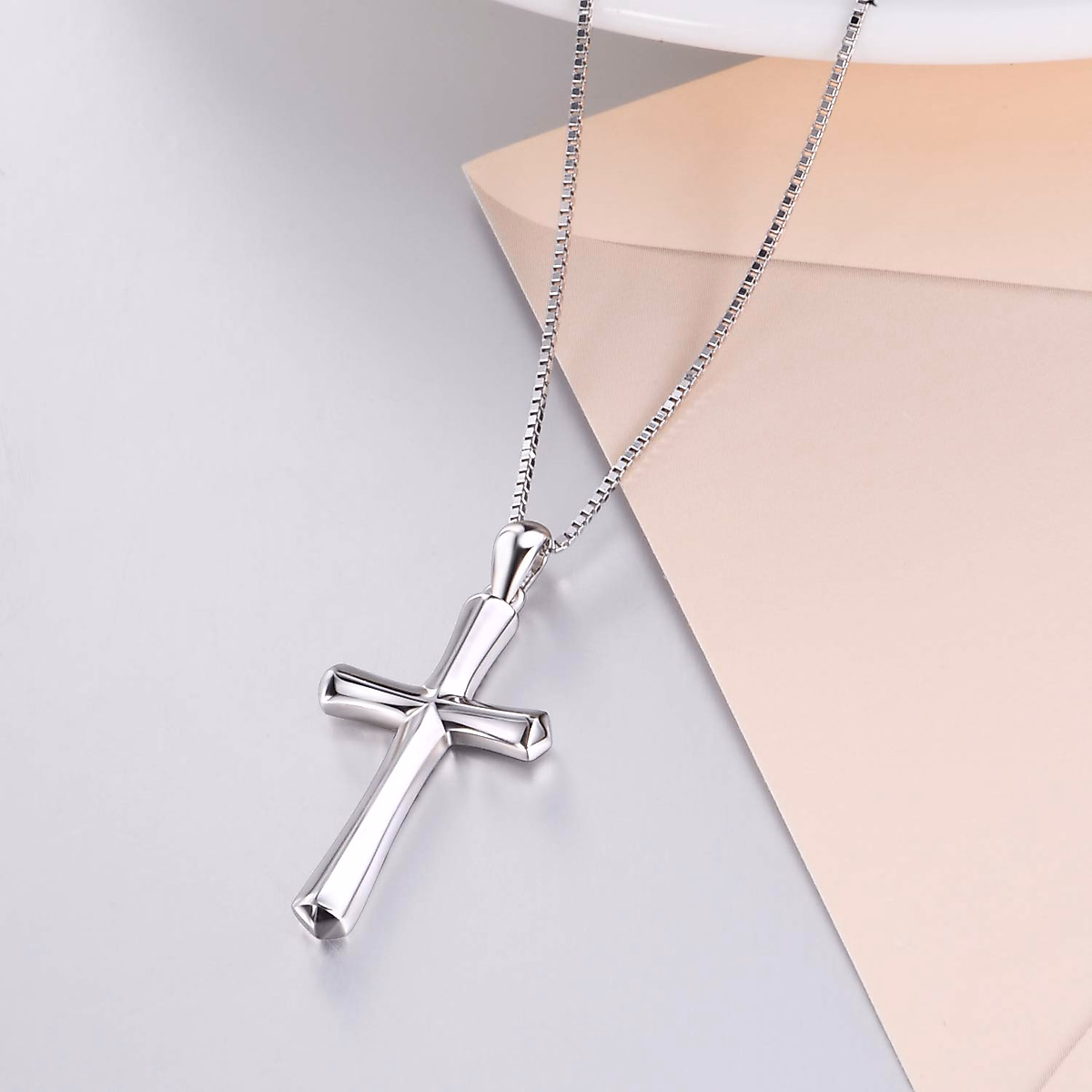 Cross Necklace Women Sterling Silver Religious Engraved Faith Hope Love Cross Pendant Necklace Jewelry Christmas Gifts for Women Unisex