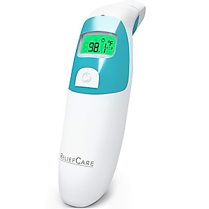Relief Care Digital Forehead and Ear Thermometer for Adults, Infants, Children - Dual Mode, Infrared Thermometer with Fever Alarm - Accurate Quick Read Digital Thermometer for Adults and Kids