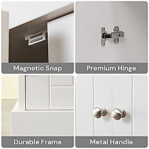 SunsGrove Kitchen Pantry Storage Cabinet, 71" Traditional Freestanding Kitchen Pantry Cupboard with Doors and Adjustable Shelves, Tall Storage Cabinet for Kitchen, Living Room, Dining Room, White