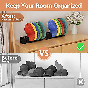 Hat Organizer for Baseball Caps, 2 Pack Hat Racks for Baseball Caps Display and Organizer for Bedroom, No Install Acrylic Hat stand for 14 Baseball Caps, Closet, Dresser, Office