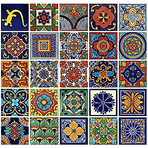 Color y Tradicion 25 Mexican Tiles 4x4 Handpainted Hundred Pieces Different Designs