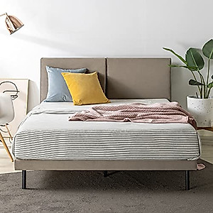 ZINUS Taylor Velvet Upholstered Platform Bed Frame with Split Headboard / Velvet Bed Frame / No Box Spring Needed / Easy Assembly, Latte, Queen