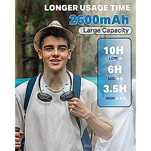 YALTOON Neck Fan, Hand Free Portable Neck Fans For Women, Kids, and Men, 3 Speed Adjustable Hanging Around Necklace Fan, Rechargeable Battery Operated Wearable Fan Personal Fans Cooling Neck Fan