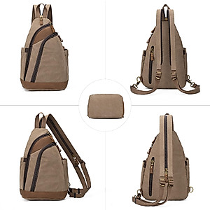 KL928 Canvas Sling Bag - Crossbody Backpack Shoulder Daypack Rucksack for Men Women Outdoor Cycling Hiking Travel