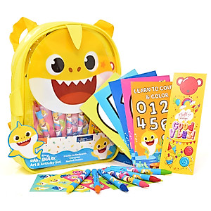 Baby Shark Coloring and Activity Set, Includes Flash Cards, Crayons, Stickers, Gift Boutique Bookmark, Mess Free Crafts Color Kit in Mini Travel Case, for Toddlers, Boys and Kids