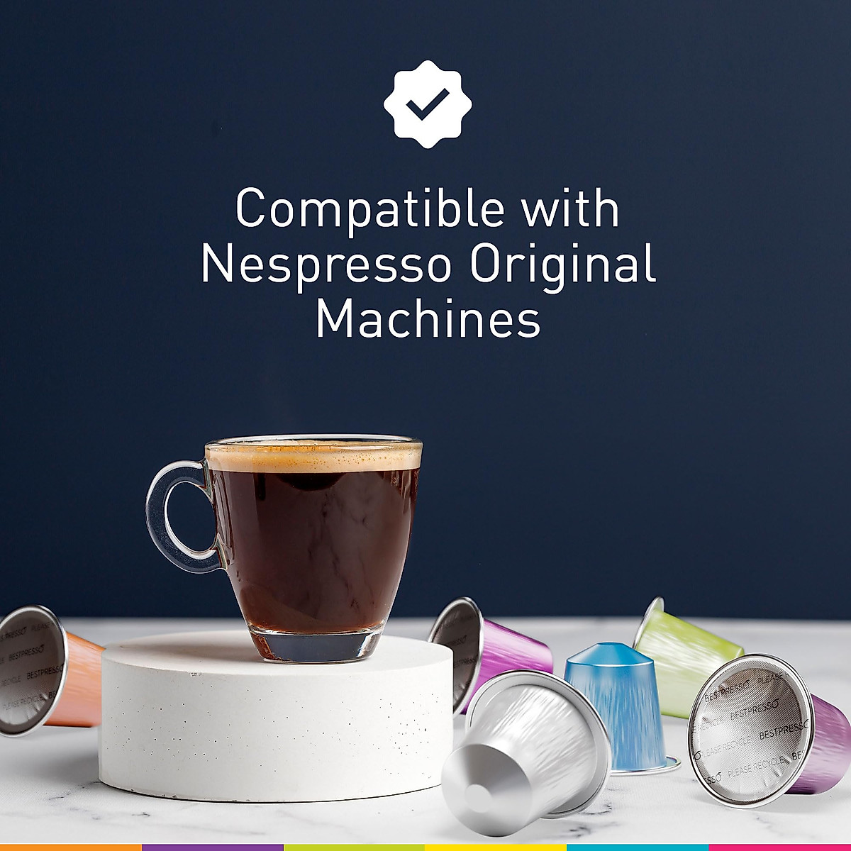 Bestpresso Coffee for Nespresso Original Machine 120 pods Certified Genuine Espresso Variety Pack includes one pack of decaf coffee, Pods Compatible with Nespresso Original
