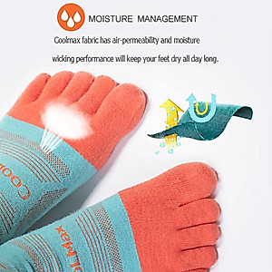 AONIJIE Running Ankle Toe Socks for Men and Women Lightweight Coolmax High Performance Five Finger Athletic Socks(3 Pairs/E: Black, Turquoise, Blue,M)