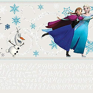 RoomMates RMK2738GM Disney Frozen Elsa, Anna & Olaf Custom Headboard Peel and Stick Giant Wall Decals , Blue