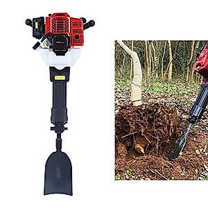 Gasoline Excavator Tree Shovel Drilling Machine, 52cc 2 Stroke Garden Tree Digger, Post Hole Digger with Proportioning Bucket and Funnel Filter