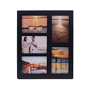 UMICAL 4x6 5-Opening Collage Picture Frame Black Wood Photo Frames for 4x6 Inch Pictures Display Made for Tabletop Stand and Wall Mounting