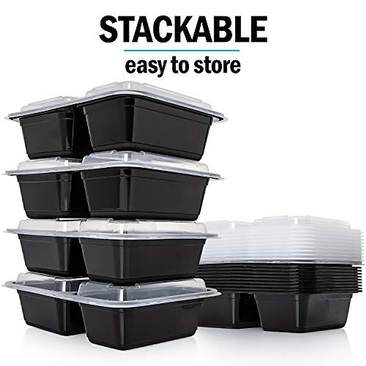 Igluu Meal Prep Containers [10 Pack] 2 Compartment with Airtight Lids - Plastic Food Storage Bento Box - BPA Free - Reusable Lunch Boxes - Microwavable, Freezer and Dishwasher Safe (30 oz)