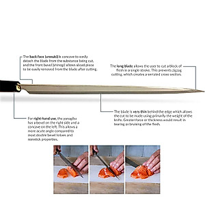 LIUZHANGYU Waterboss,Japanese Sushi Chef Knife Salmon Knife Slicer Razor Sharp Sashimi Watermelon Knives, 5Cr15mov Stainless Steel Sashimi Yanagiba Knife, Maple Handle, 11.8inch (300mm)