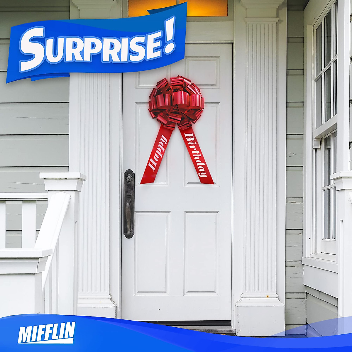 MIFFLIN-USA Happy Birthday Bow, Big Car Bow (Red, 18 inch), Big Gift Bow, Giant Bow for Car, Birthday Bow, Huge Car Bow, Car Bow, Red Bow, Bow for Birthday Gifts, Birthday Bow for Cars, Gift Wrapping