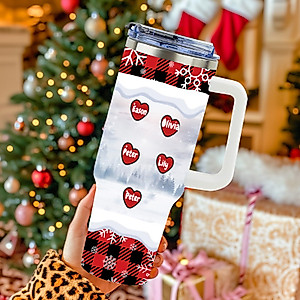 Custom Christmas Tumbler Photo - Personalized 40 Oz Tumbler with Handle Straw Lid,Insulated Xmas Tumbler Coffee Mug Stainless Steel Travel Mug Christmas Gift for Kid Boy Girl Family
