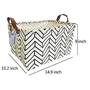 Rectangular Canvas Storage Bins,Waterproof Storage Basket,Collapsible Toy Organizer Bin with Handles for Clothes Storage, Kid's Toy & Book Storage (A Geometric)