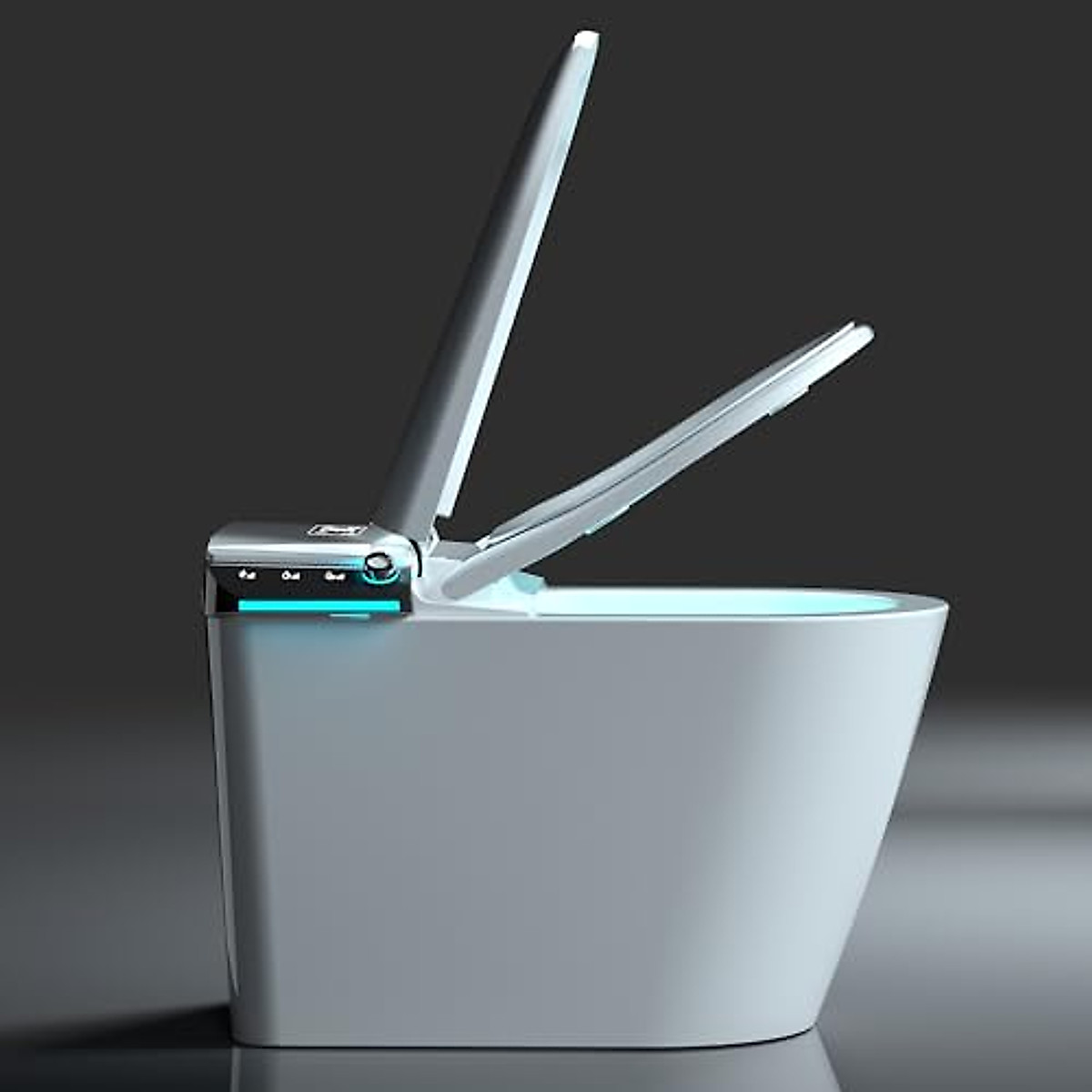 Smart Toilet with Auto Open/Close Lid, Bidet Toilet Pump-assisted, Blackout Flush, Heated Seat, Dual Auto Flush, Warm Water, Foot Sensor Operation, Tankless Elongated Toilets with LED Display