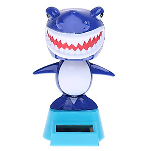 Solar Powered Bobble Toy Animated Solar Bobble Head Toys Desk Top Car Interior Decor Ornament - Shark