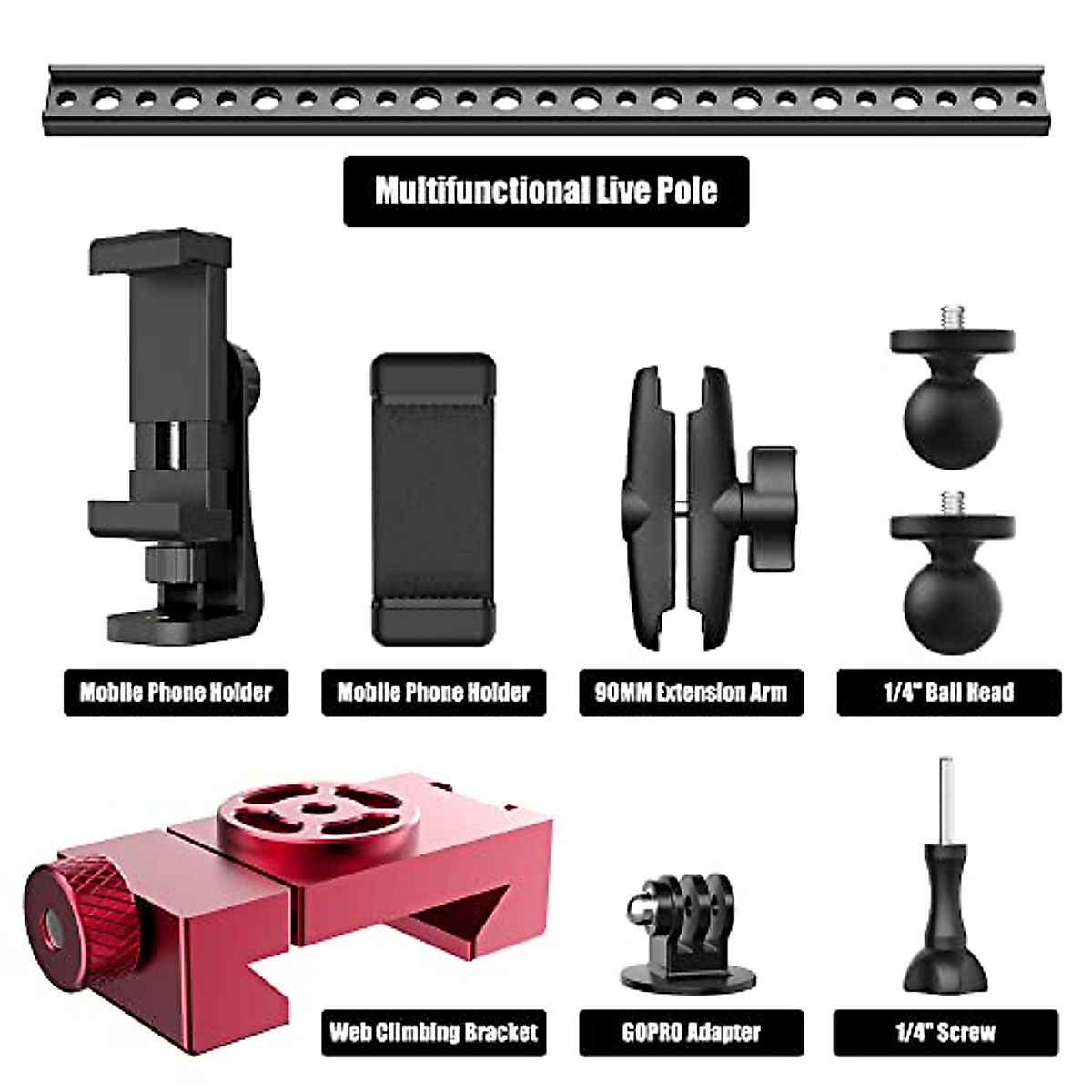 Cell Phone Fence Mount - Tennis Camera Fence Mount, Phone Camera Holder Accessories for Gopro, Phone, Mevo Start for Tennis & Pickleball Training, Softball, Baseball, with Recording While Charging