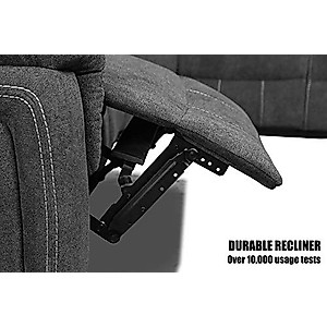 K·1 Classic and Traditional Fabric Manual Reclining Corner Sectional Sofa w/Cup Holder Living Room, Grey Fabric