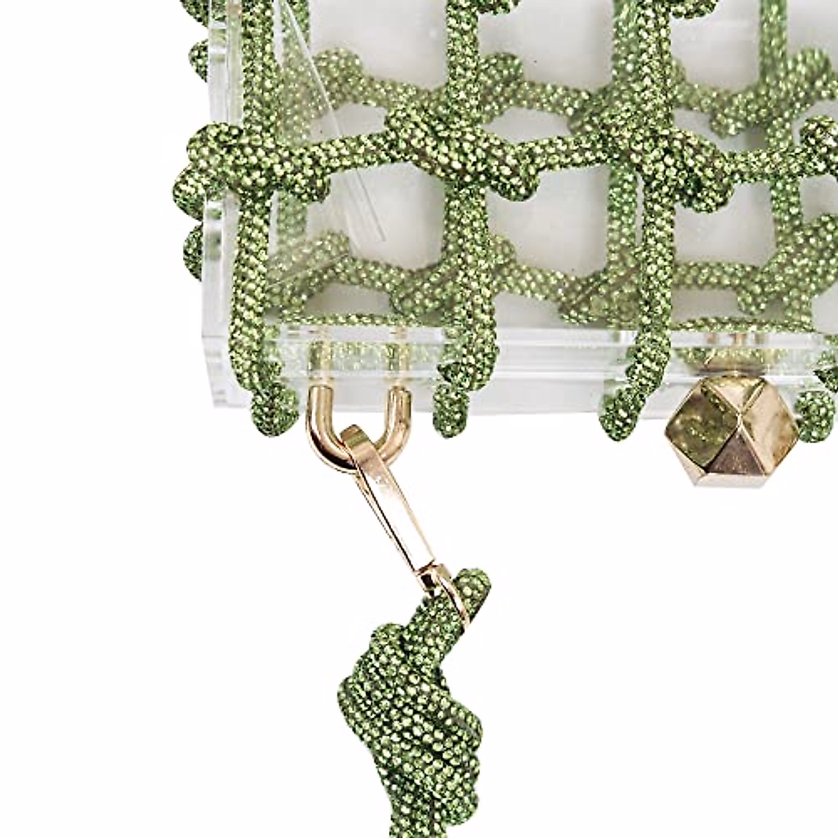 Diamante hand Bag. Rhinestone Evening bag. Hardbodied acrylic handbag. Gift for her. Sparkling rope handbag(Green