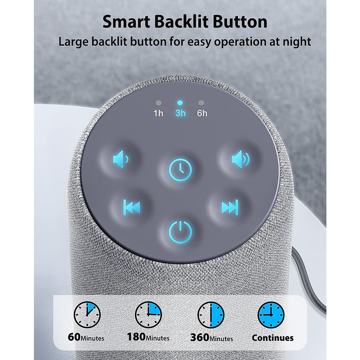 Jack & Rose White Noise Machine for Adults, Adults Sound Machine with Backlight Button & Fabric Design, Travel Sound Machine for Sleeping