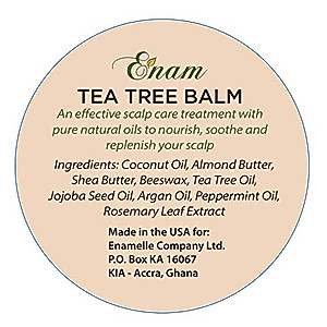 Enam Hair Balm - Natural Conditioner for Dry, Itchy Scalp - Tea Tree, Rosemary, Argan, Peppermint Oils - Soothes Dandruff, White Flaky Scalp - Stimulates Scalp - 2 Fluid Ounces
