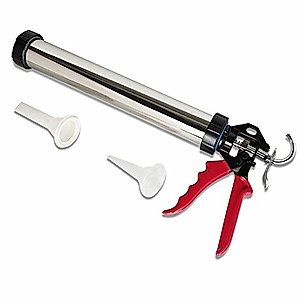Sausage Caulking Gun Manual Drive 20oz Sausage Caulk Gun with Stainless Steel Barrel by BOUSH(Silver) 18:1 Ratio
