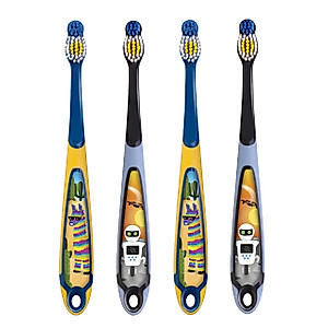 Jordan* Step 3 Kids Toothbrush, 6-9 Years, Soft Bristles, BPA Free - 4 Pack - Blue & Green
