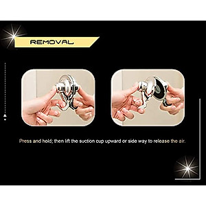 KiahLoc Patented Yellow Ring Indicator Suction Cup Double Rectangular Shelf, Removable Wall Vacuum Holder for Smooth Tile, Glass and Mirror, ABS Hook Cup Hold up to 22lb (Black)