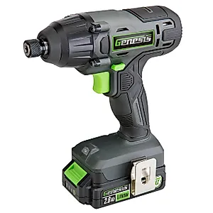 Genesis G20MAX GLID20B 20V Cordless 1/4" Impact Driver with Battery and Charger 2.0Ah, 1600 in-lbs, 2 Year Warranty