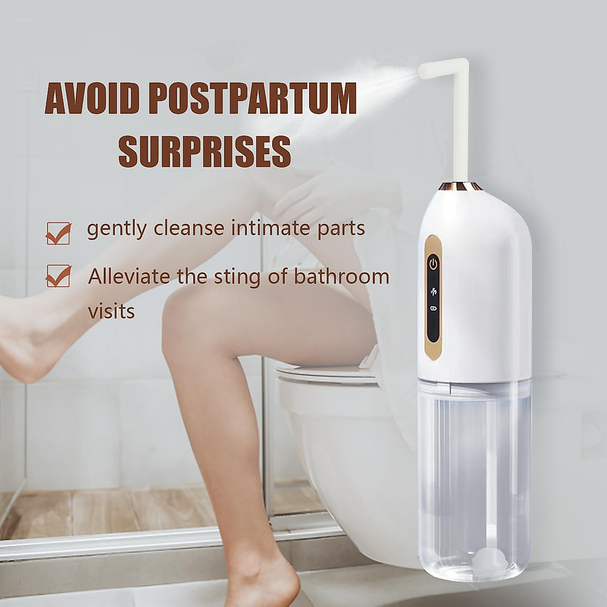 Electric Portable Bidet -Mobile Toilet Shower-Butt Shower Replacing Wet Wipes - for Travel and Personal Hygiene Cleaning/Soothing Postpartum Care/Perineal & Hemmoroid Treatment，3 Pressure Options