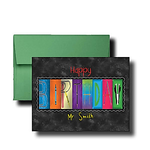 Personalized Teacher Birthday Card, Teacher Appreciation, Teaching Assistant, Best Teacher, Mentor, Professor, Educator Card, College (Black)