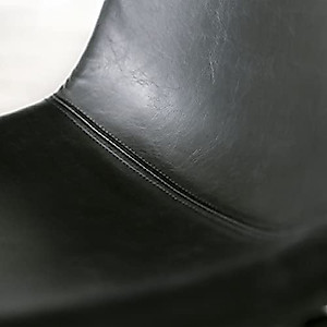 Walker Edison Douglas Urban Industrial Faux Leather Armless Dining Chairs, Set of 2, Black