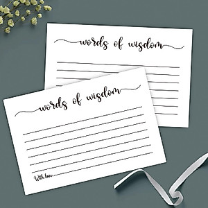 50 Words of Wisdom Card, Blank Advice Cards, for Bridal or Baby Shower Party Games, Mr and Mrs Bride Groom, Graduation (4" x 6")