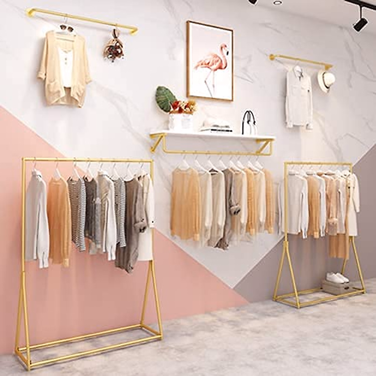 VejiA Home Clothing Rail,Heavy-Duty Commercial Grade Clothes Rail,Clothing Store Display Rack,Wall-Mounted Hanger Clothing Garment