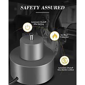 Spardar 12V Car Kettle Boiler Electric Travel Portable Kettle Fast Water Boiler & Heater with LED Indicator Light for Water, Tea, Coffee and Milk