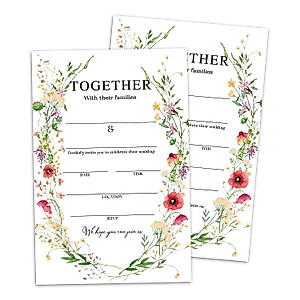 WwongxianB Set of 25 Wedding Wildflower Invitations with Envelopes, Fall Wreath Invites for Bridal Shower, Wedding Shower Reception, Evening Invitations, Fill in Style Invites Cards -010