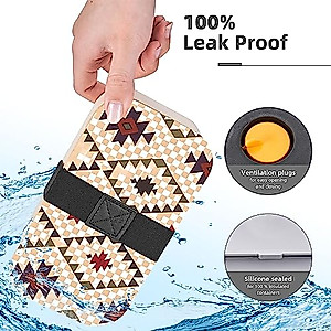 Geometric Vector Adult Lunch Box, Bento Box, With Cutlery Set Of 3, 2 Compartments, Rectangular, Lunch Box For Adults