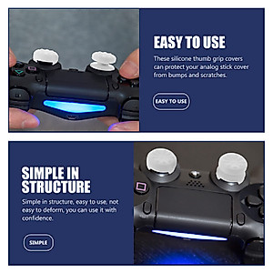SOLUSTRE 2pcs ps4ps5 Joystick Stick Cover ps4controller Joystick Grip Covers Silicone Button Cover Joystick Protective Cover Joystick Caps Thumb White Button Cap