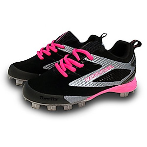 Rawlings Girl's Capture Baseball Shoe, Black/Pink, 3.0 M US Little Kid