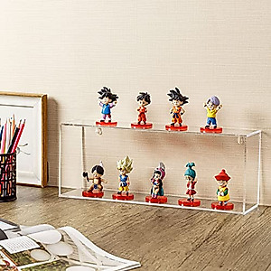 MyGift Wall Mounted Clear Premium Acrylic Collectible and Figurines Display Storage Floating Shelf, 2 Tier Hanging Shadow Box Style Shelf Rack